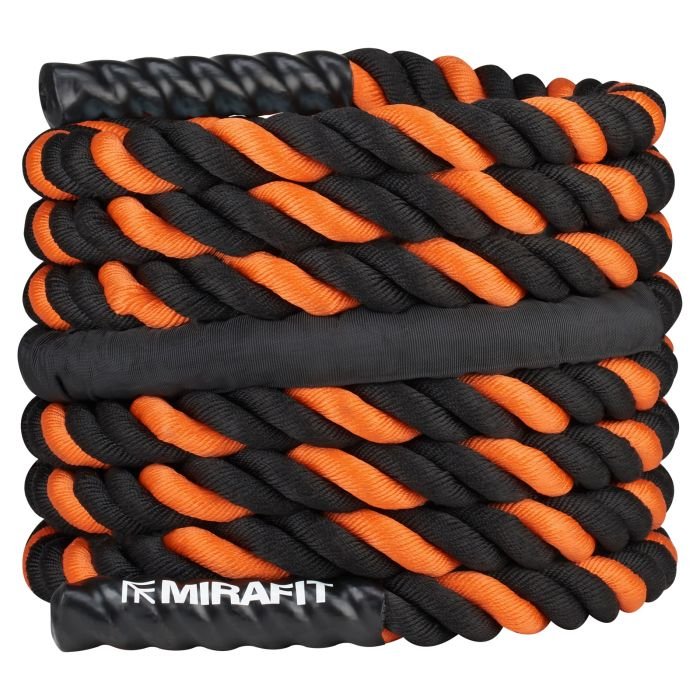 Battle Rope 9m 12m 15m Black And Orange | Gym Rope | Mirafit