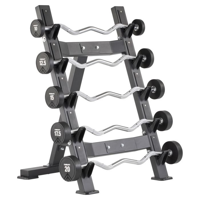 Urethane Weighted EZ Curl Bar Set with Rack | Mirafit