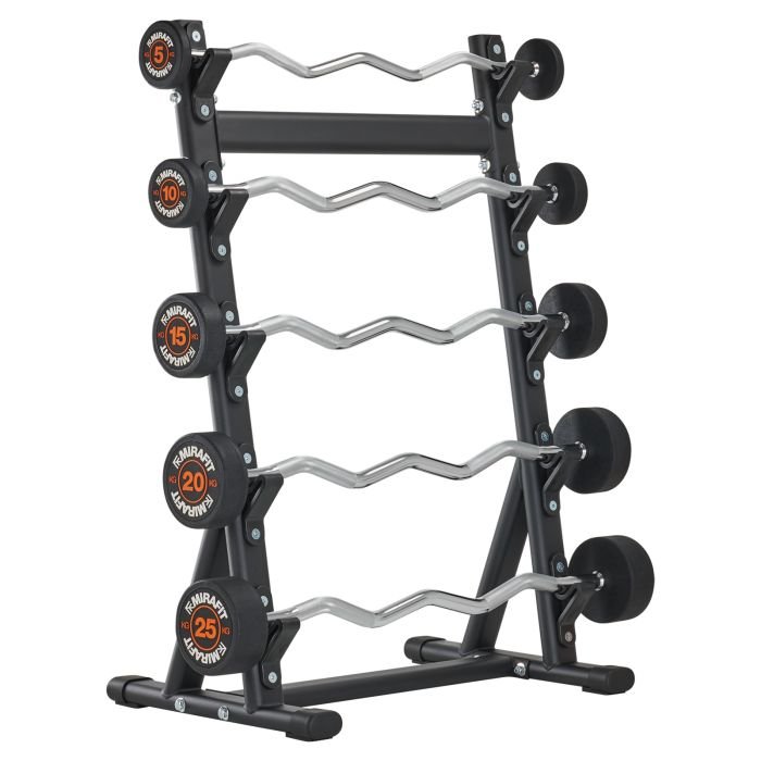 5 EZ Curl Bar Set with Storage Rack | Mirafit