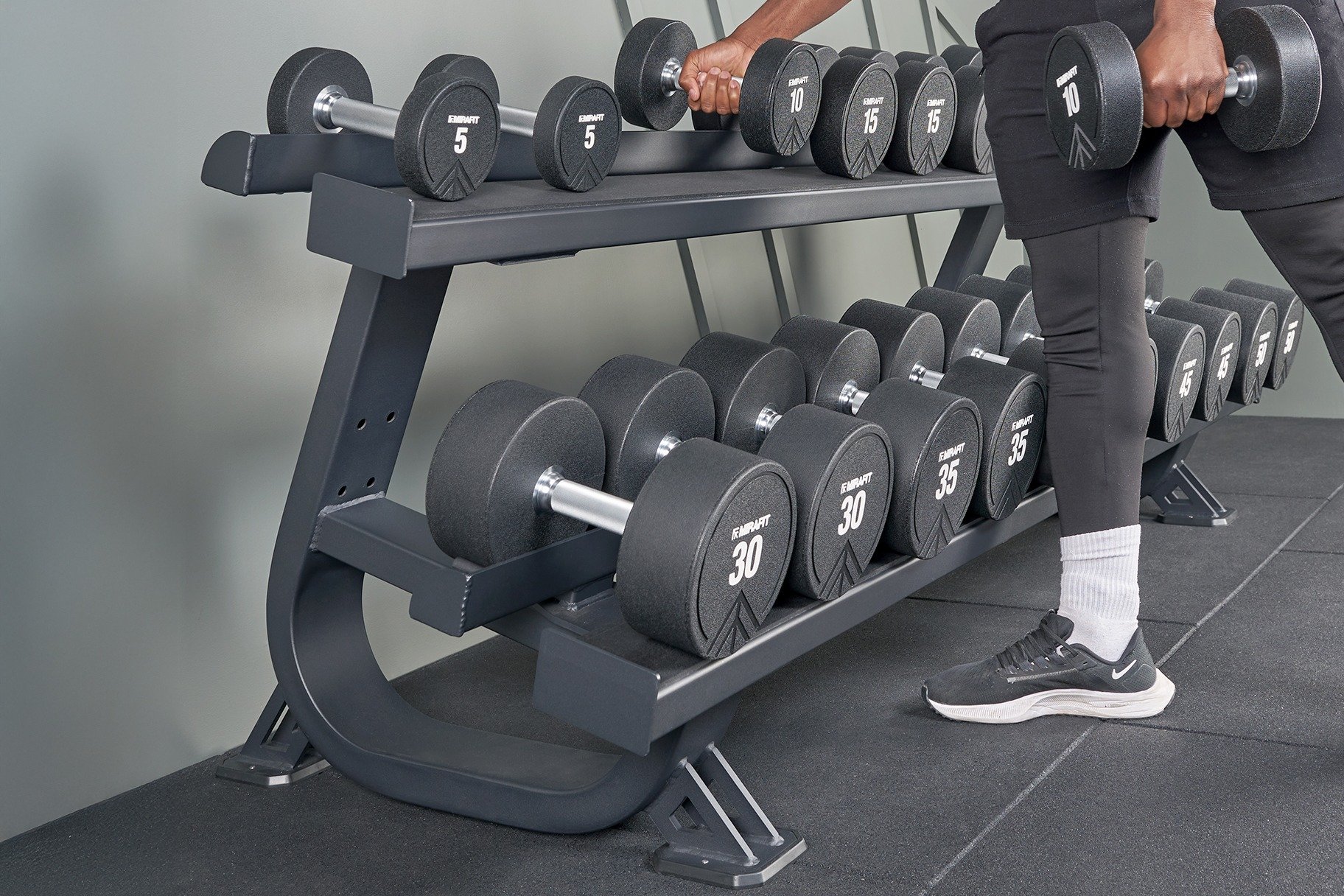 2 Tier Urethane Dumbbell Set & Rack | Mirafit