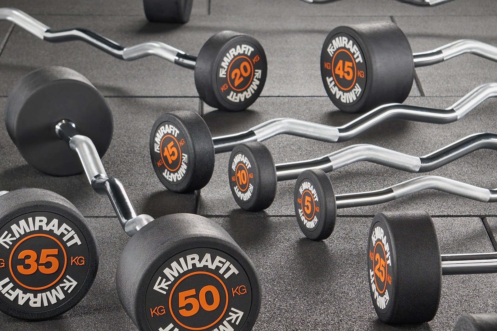 5 EZ Curl Bar Set with Storage Rack | Mirafit