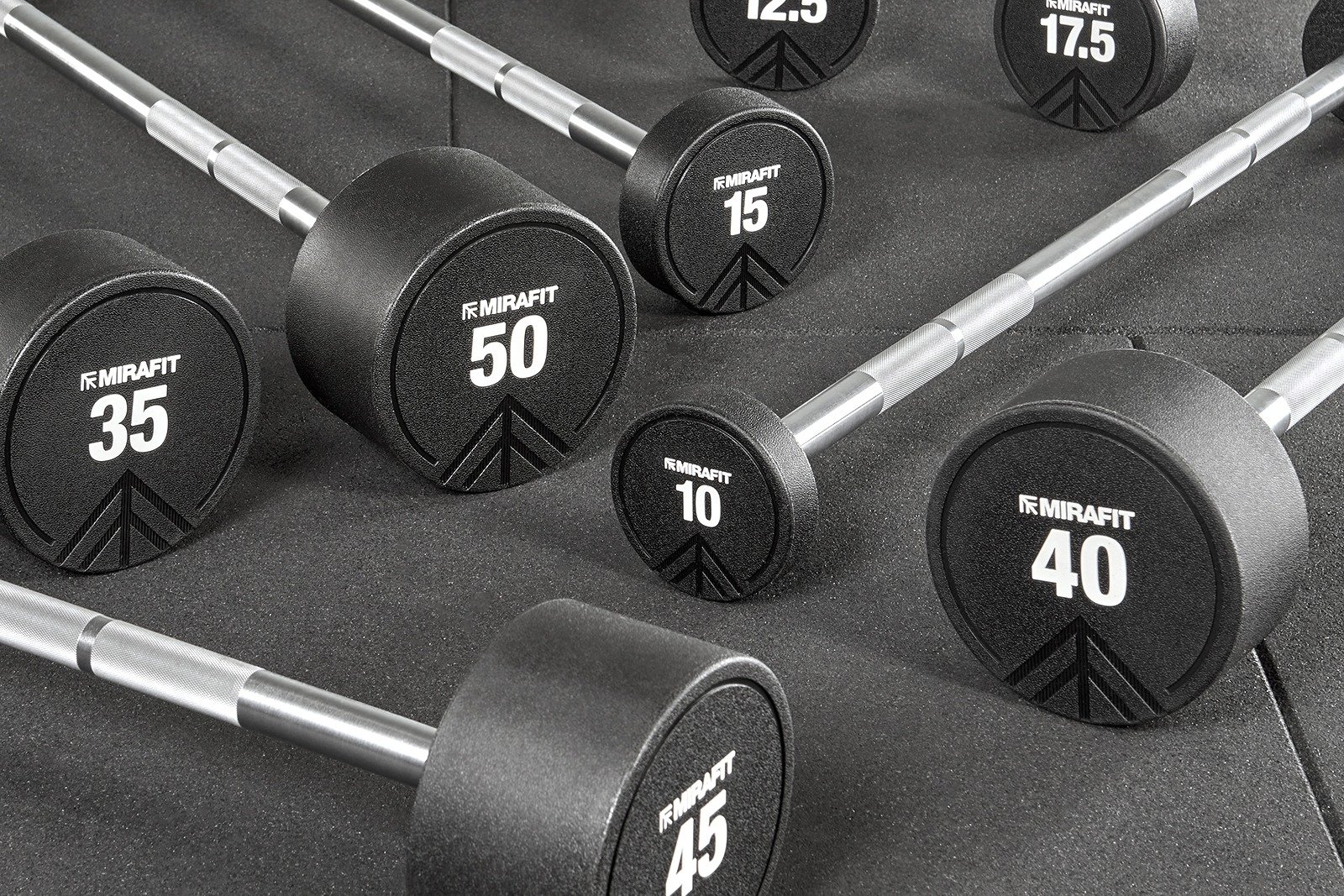 Urethane Weighted Barbell Set with Rack | Mirafit